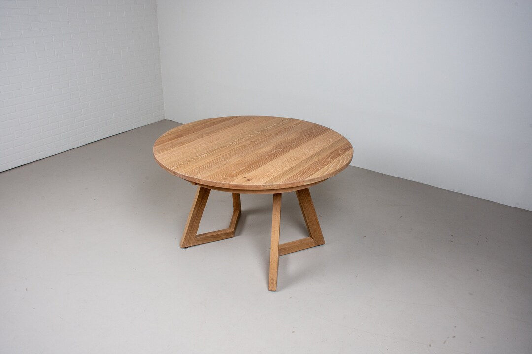 Oak Extendable Dining Table, Round Dining Table With Leaves, 48 Inch ...
