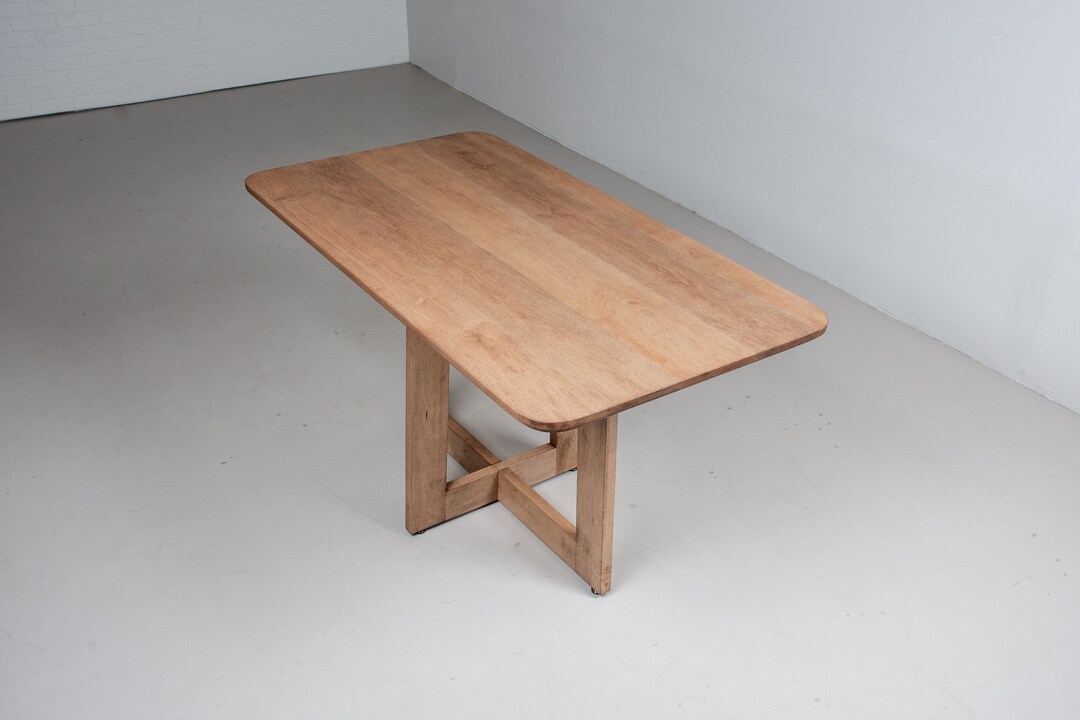 Small Breakfast Table, Small Wooden Dining Table in Maple, Single Cross ...