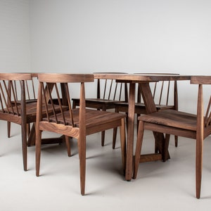 MCM Walnut Dining Table and Chairs, Modern Wood Dining Set, Dining ...