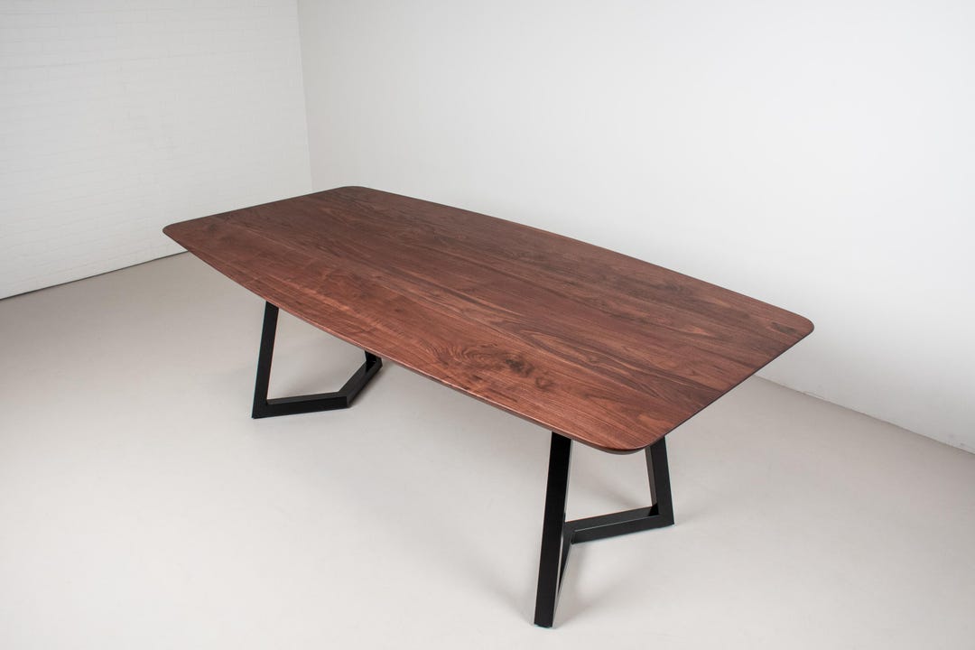 Large Wood Table, 7 Foot Walnut Table With Curved Sides, Squoval Dining ...