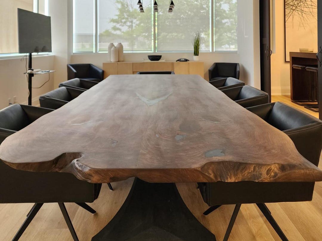 12 Foot Conference Table, Live Edge Conference Room Table in Book ...