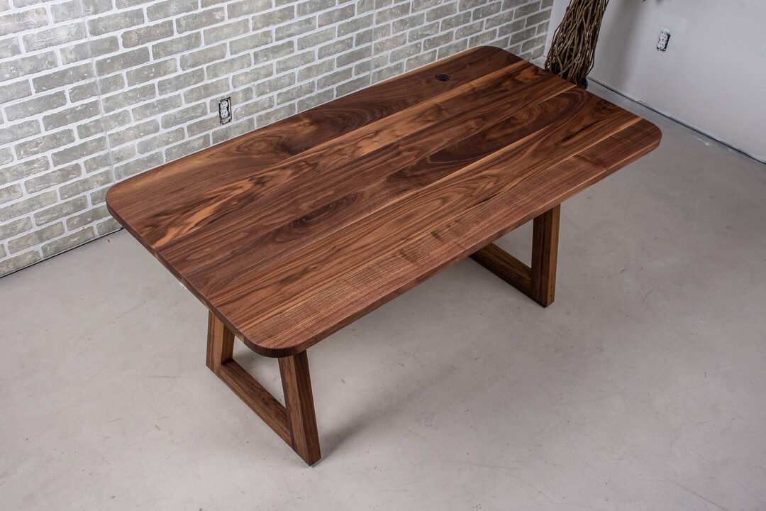 Narrow Walnut Table, Solid Walnut Table or Desk on Walnut Angle Legs ...