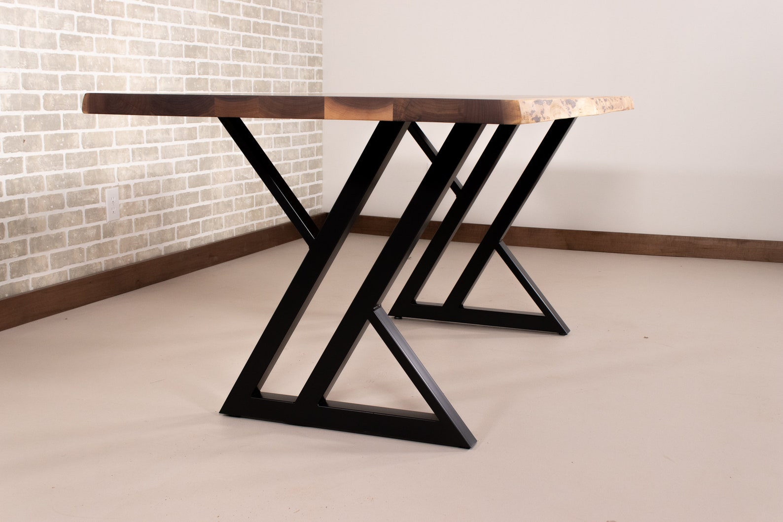 Live Edge Dining Table, Modern Live Edge Table on Steel Double Y Legs ...