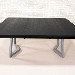 Black Dining Table With Leaves, Square Extendable Wood Dining Room ...