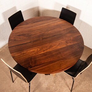 Round Kitchen Table, Round Walnut Table on Steel Legs, Round Dining ...