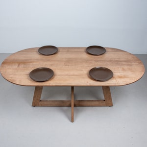 Oval Maple Dining Table, Racetrack Oval Dining Table on Single Cross ...