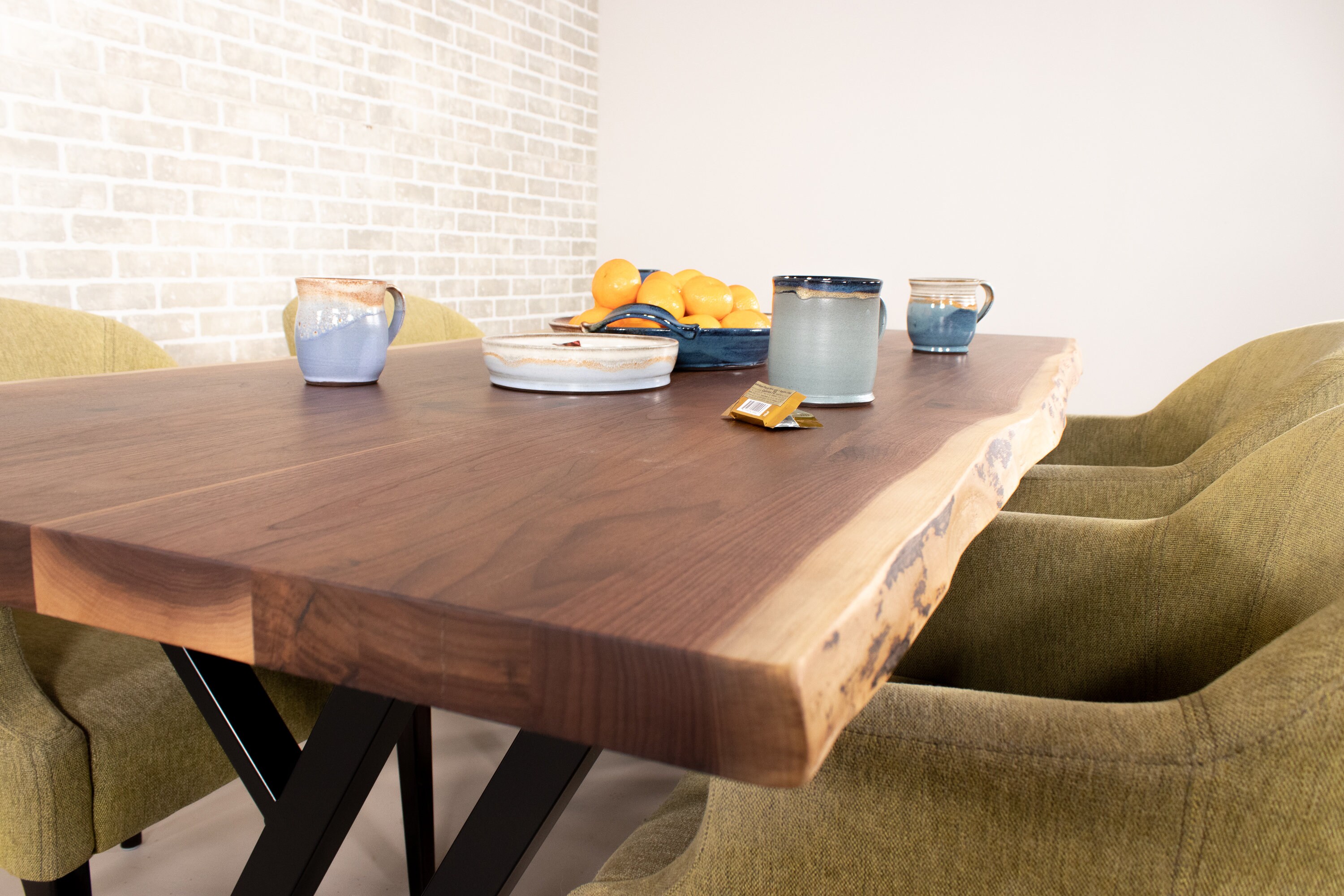 Live Edge Dining Table Modern Live Edge Table on Steel Double - Etsy Canada