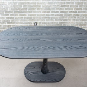 Small Oval Table, Ash Dining Table With Iron Colored Finish on a ...