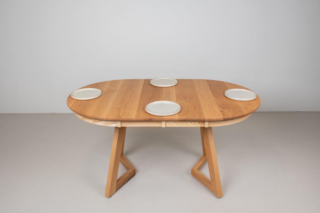 Oval Wood Table, Oval Extendable Dining Table, Natural Oak Extending ...