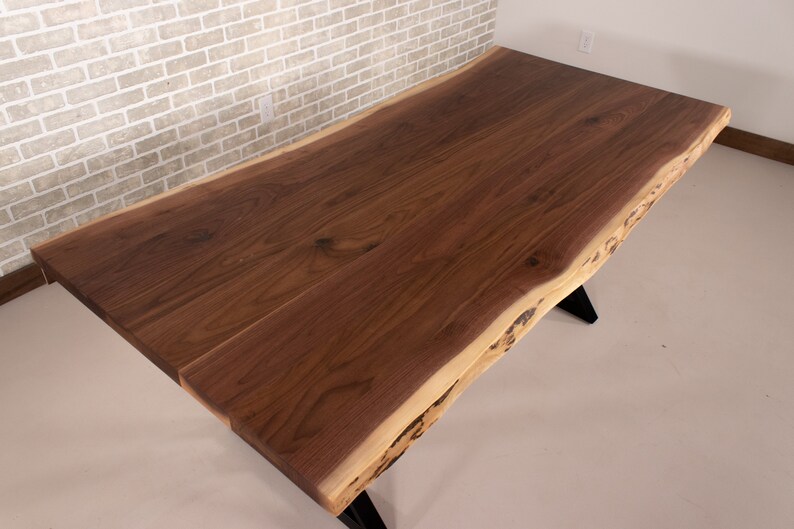 Live Edge Dining Table, Modern Live Edge Table on Steel Double Y Legs ...