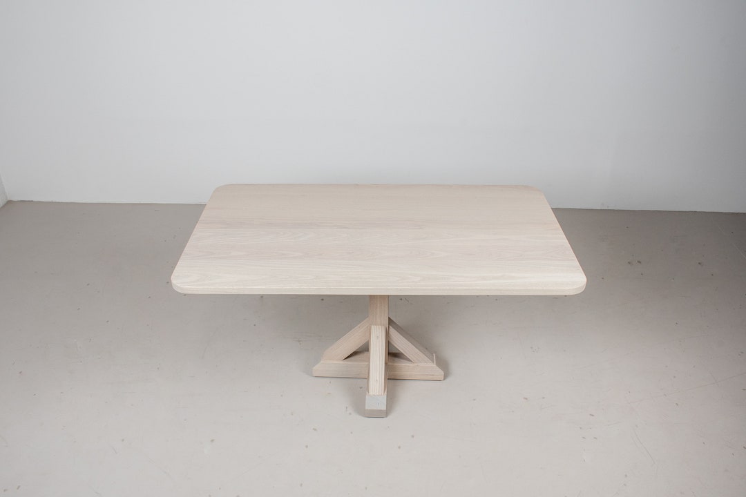 60 Inch Dining Table, White Kitchen Table on Farmhouse Style Pedestal ...