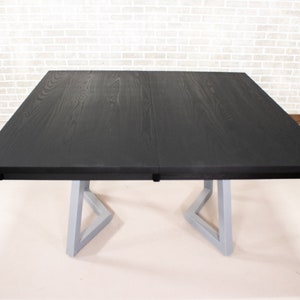 Black Dining Table With Leaves, Square Extendable Wood Dining Room ...
