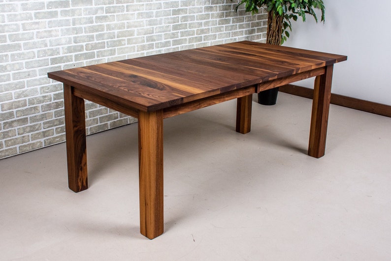 Extendable Black Walnut Dining Table: Modern Solid Wood Design With 2 ...
