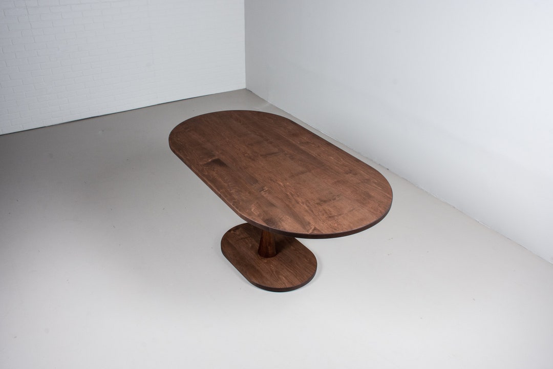 Wood Dining Table With Pedestal Base Oval Pedestal Table - Etsy