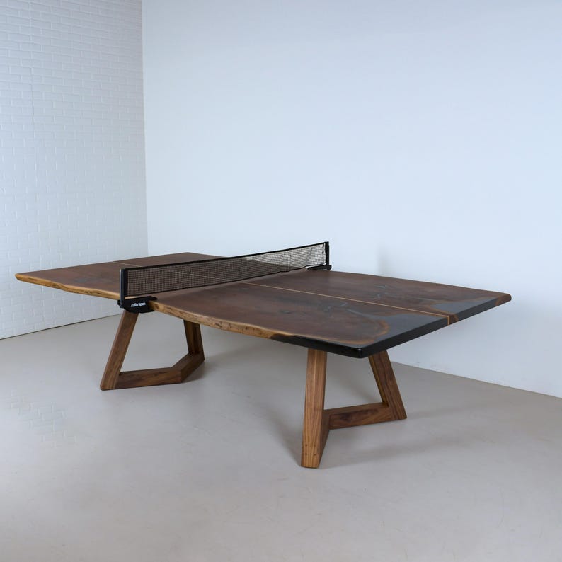 Live Edge Walnut Ping Pong Table, Custom Maple Stripe - Etsy