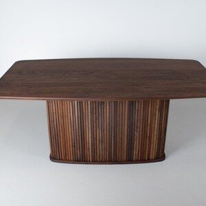 Walnut Dining Table, Fluted Pedestal Base, Squoval Top - Etsy