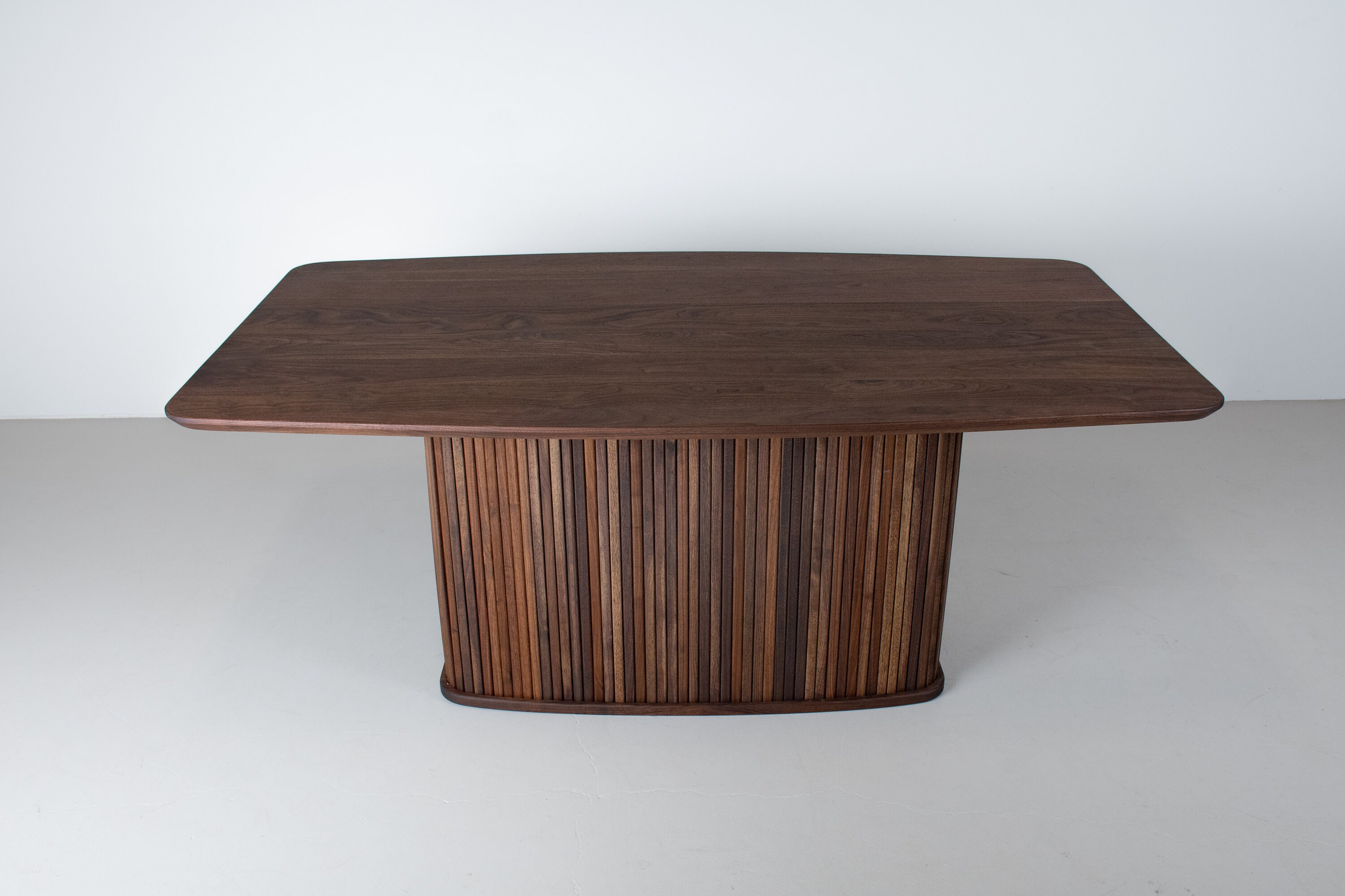 Walnut Dining Table, Fluted Pedestal Base, Squoval Top - Etsy