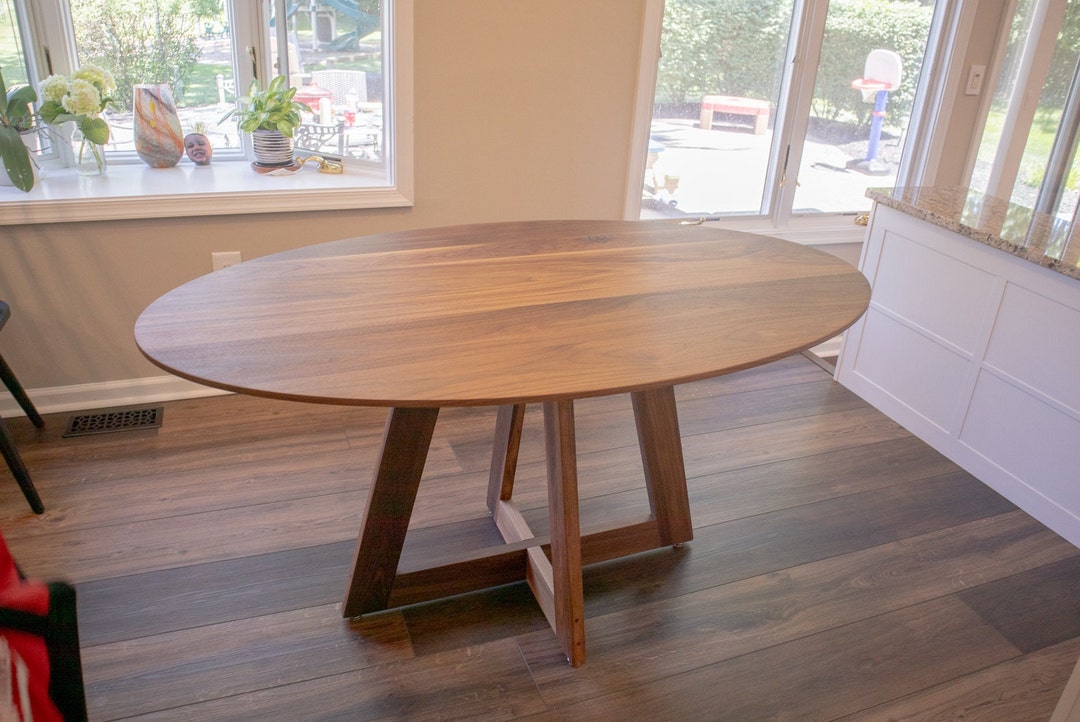 Oval Dining Table, Midcentury Modern Table, Oval Pedestal Table, Wood ...