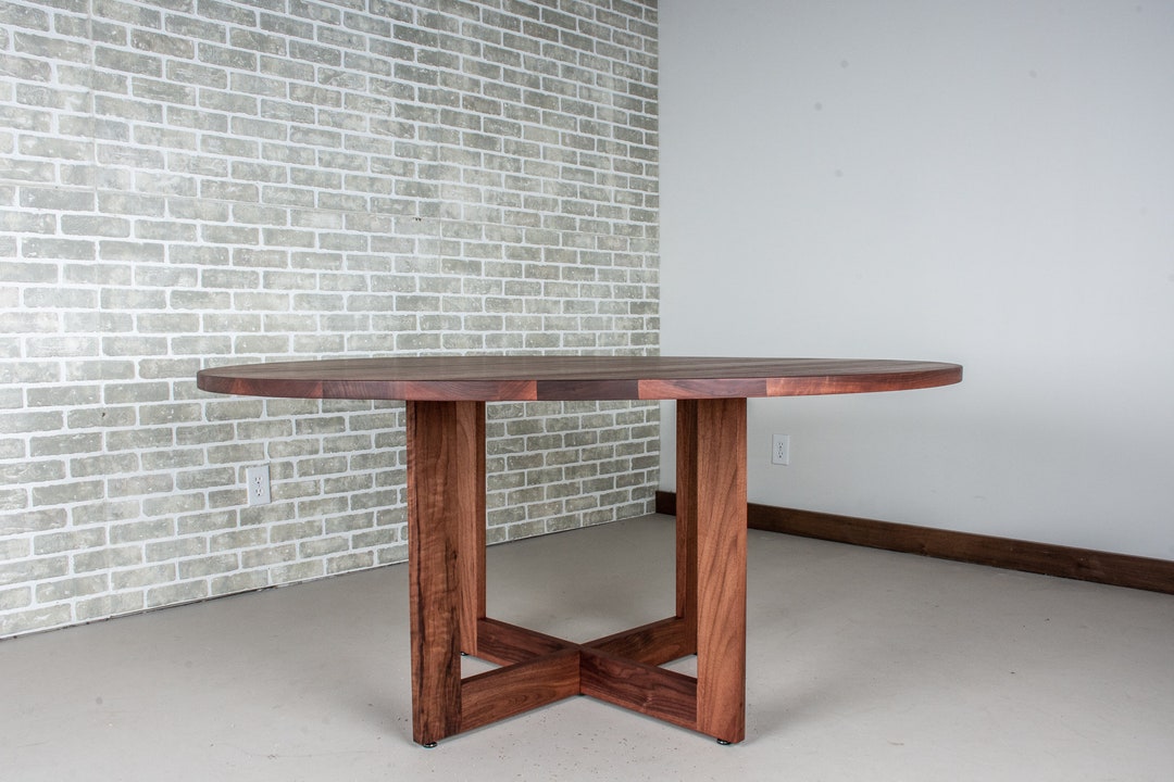 Modern Walnut Table, Round Dining Table in Spiced Walnut on Pedestal ...