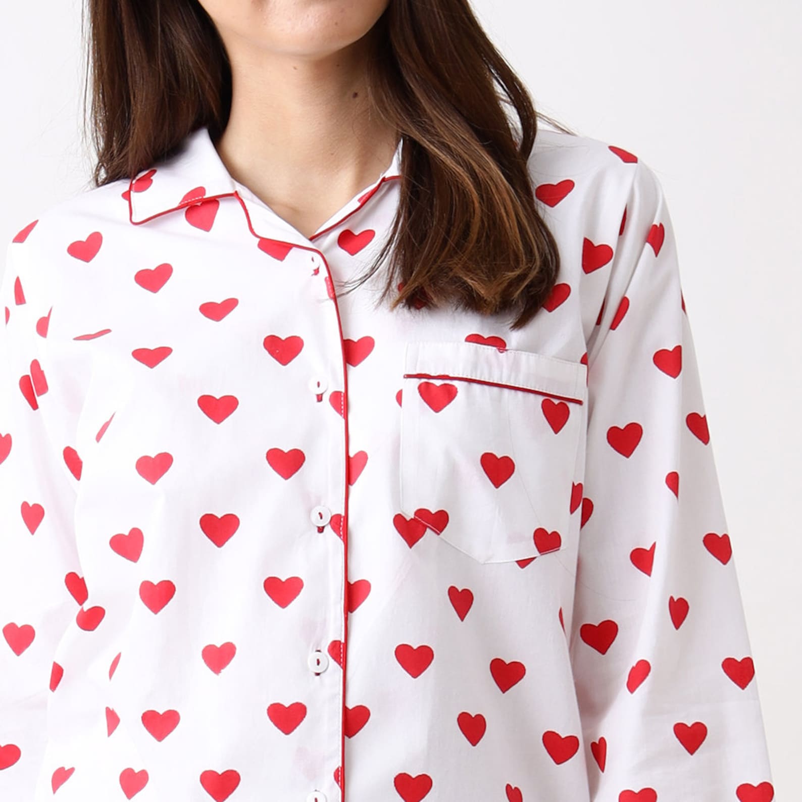 Women Pajama Set | Red Hearts Love Luxury Nightwear Pjs Clothing ...
