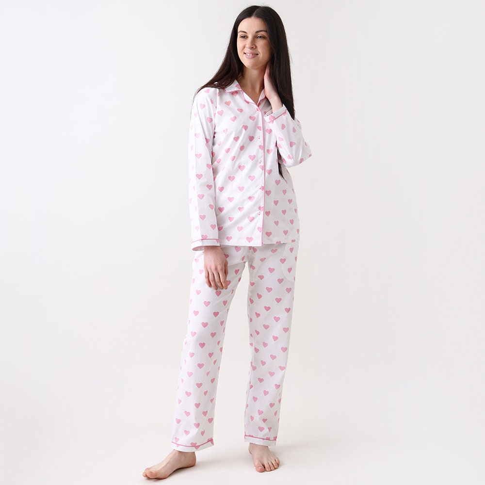 Women Pajama Set | Hearts Love Luxury Nightwear Pjs Clothing ...