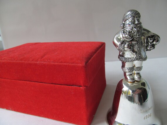 Vintage Silver Santa Claus With Gifts Christmas Bell Making | Etsy