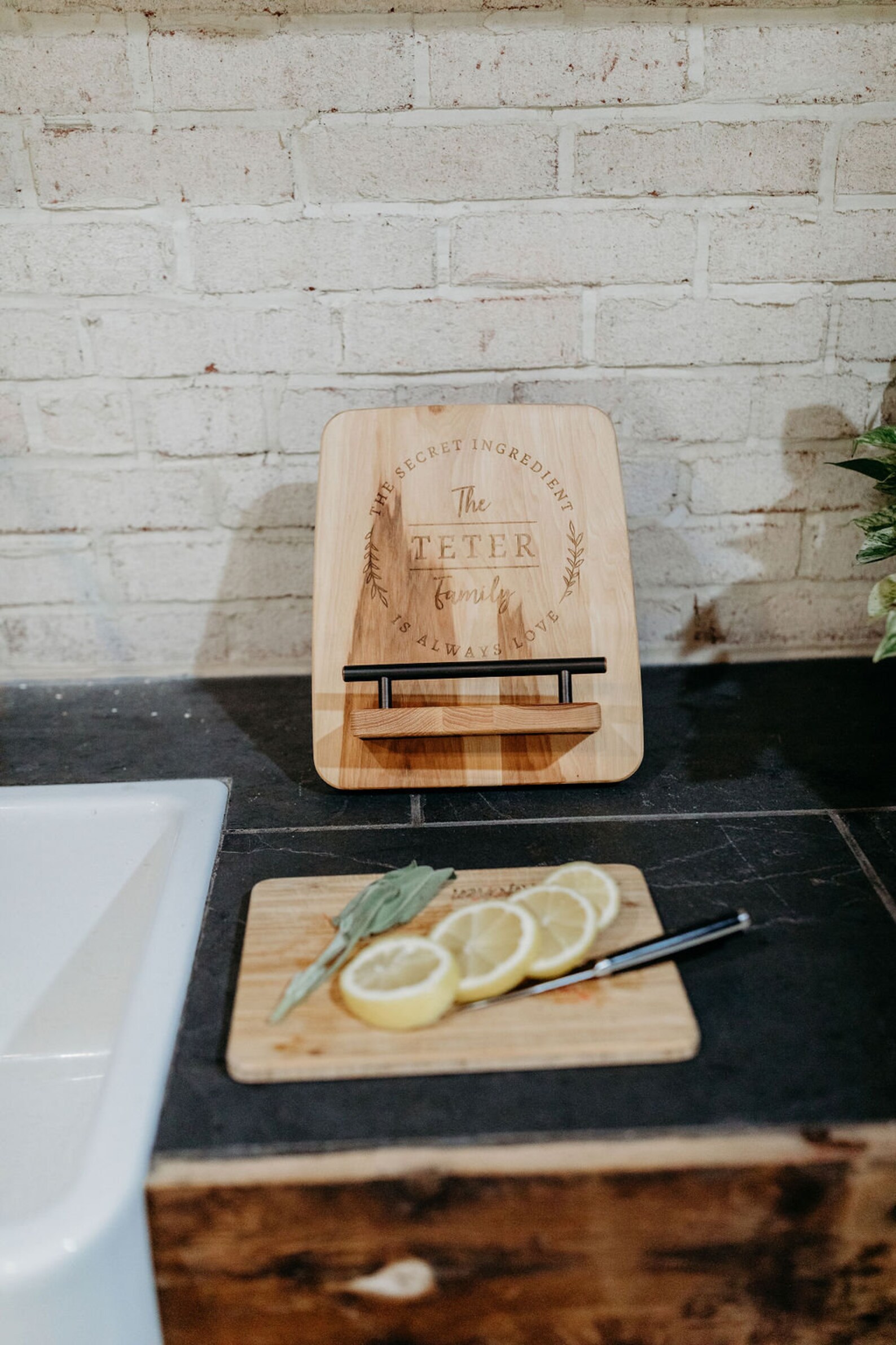 Handcrafted Wood Cookbook Holder Hickory/ Adjustable - Etsy