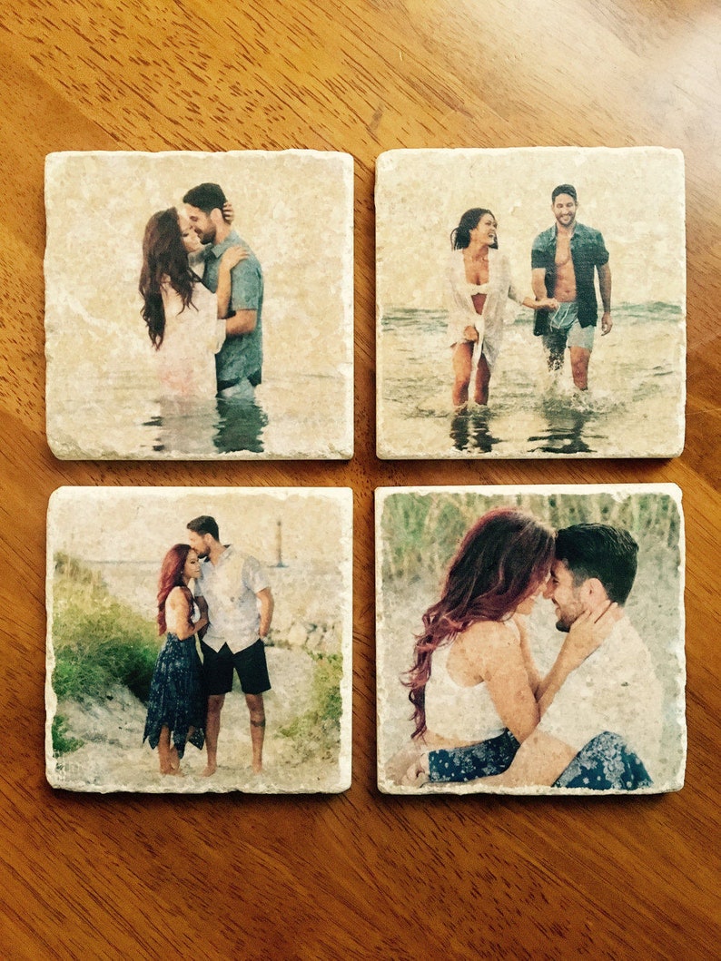 Custom Coaster Set Natural Stone Personalized Photo Coasters - Etsy