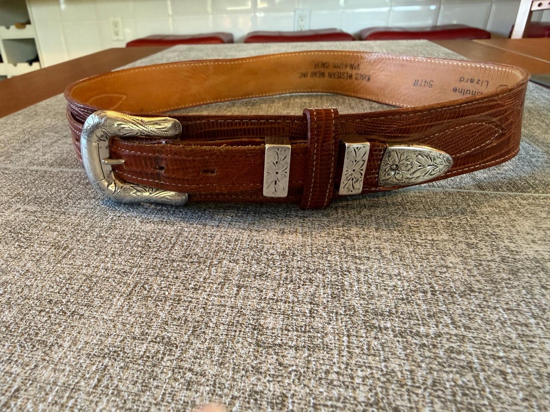 Ranger Lizard Skin Belt Don Ricardo Sterling Buckle Size 28 Vintage ...