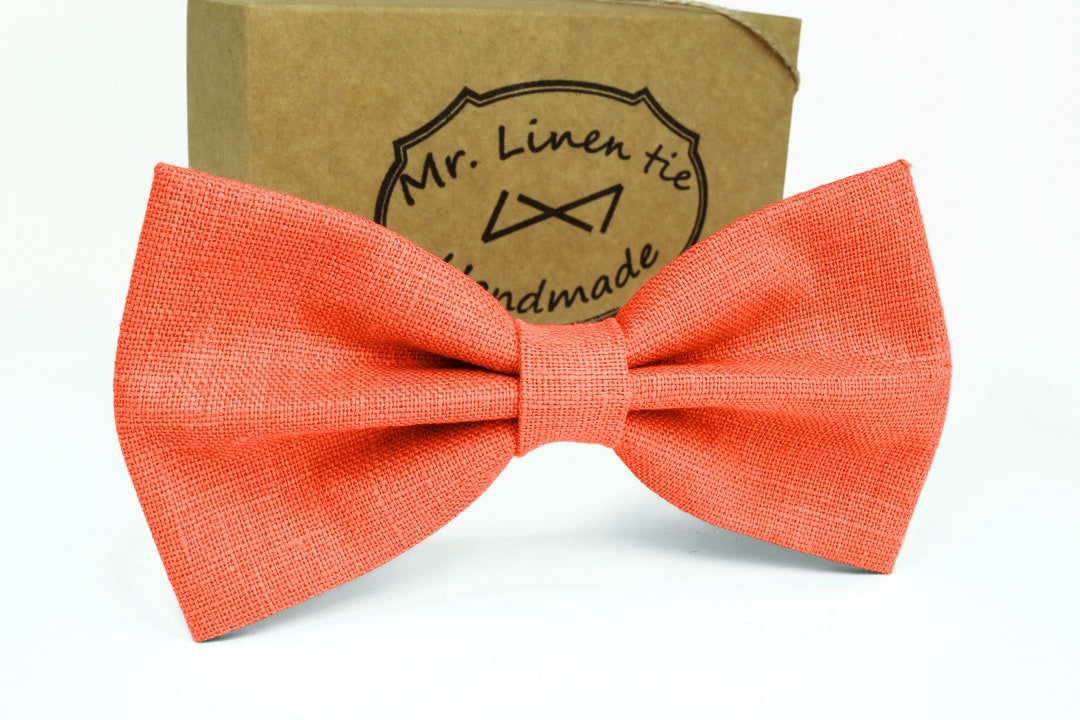 Dark Salmon Bow Tie, Bright Salmon Bow Tie, Wedding Necktie, Groomsmen ...