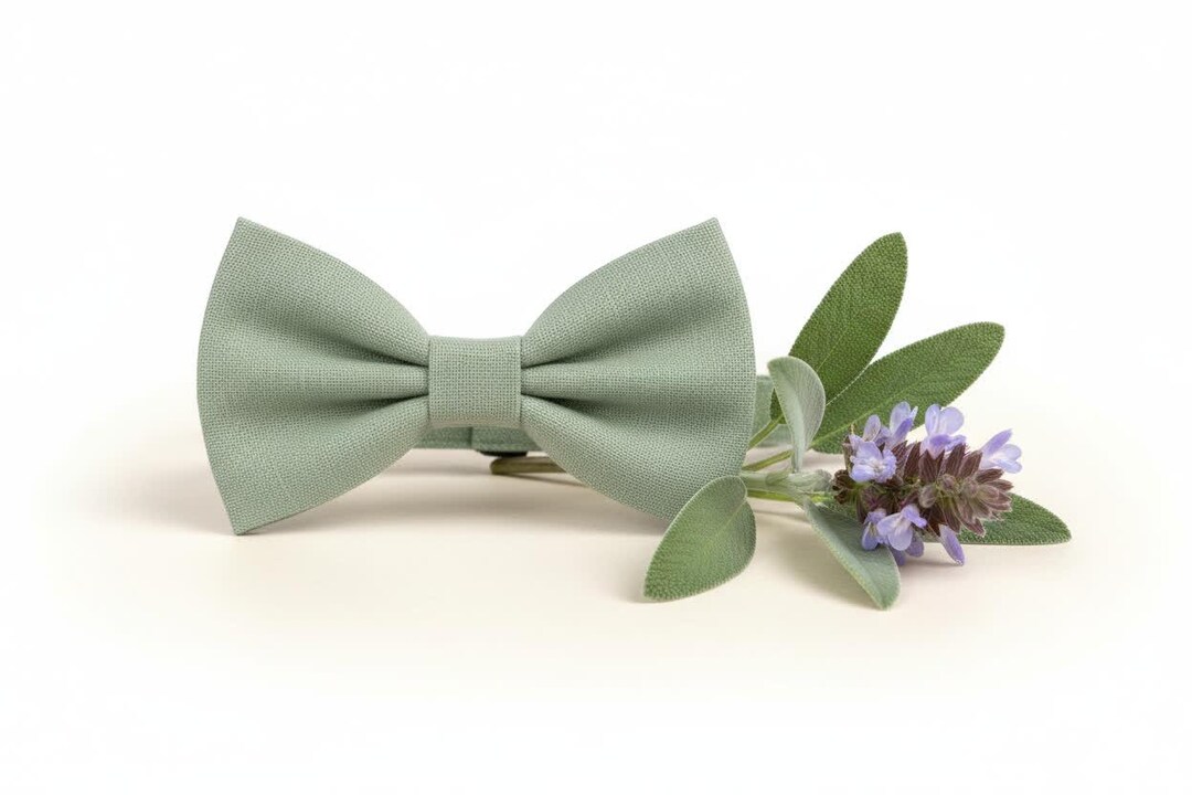 Sage Green Linen Wedding Set: Engraved Suspenders, Bow Tie & Build-your ...
