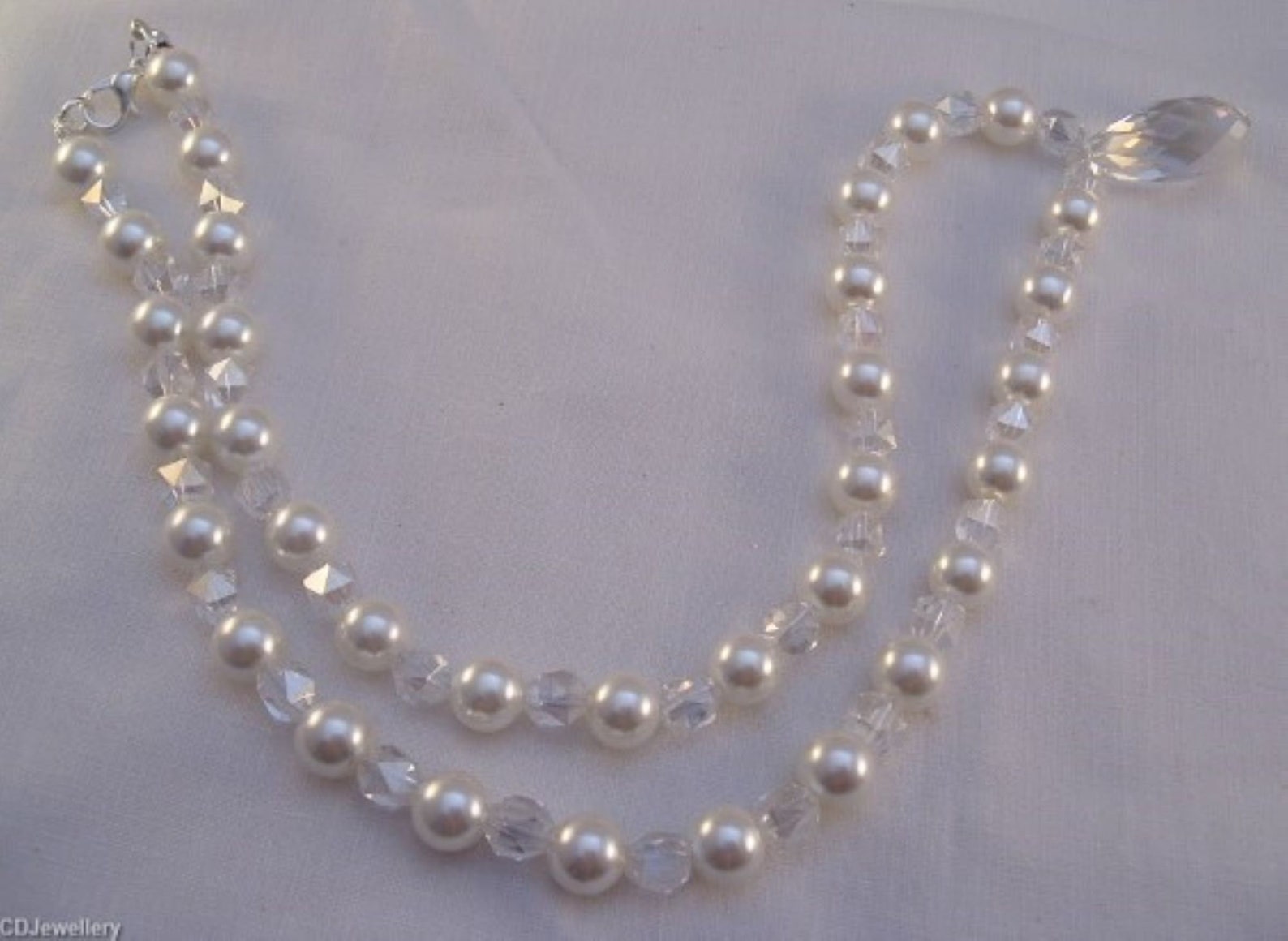 White Glass Pearl Necklace Pearl Necklace Wedding Jewellery Etsy