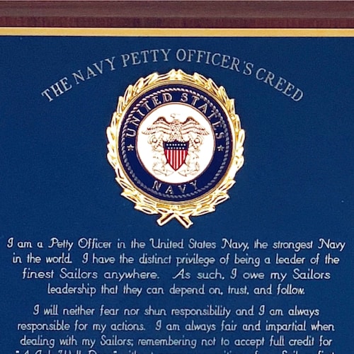 US Navy Petty Officer's Creed Plaque Can Be Personalized - Etsy