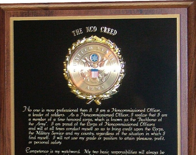 Custom United States Army NCO Creed Plaque - Non Commissioned Officer ...