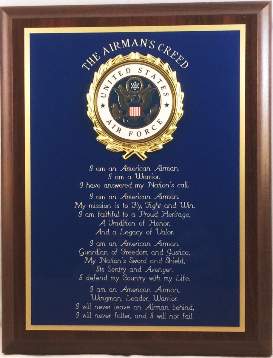 USAF / United States Air Force Airman's Creed Plaque Air | Etsy