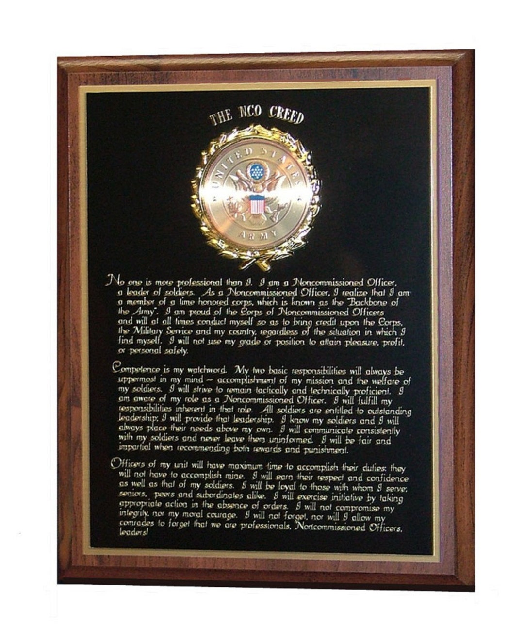 Custom United States Army NCO Creed Plaque Non Commissioned - Etsy