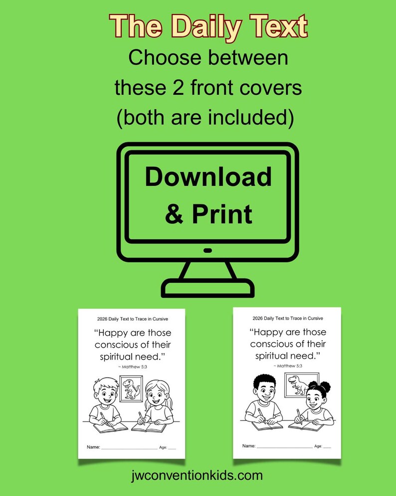 2026 Daily Text to Trace in Cursive PDF Printable JW Digital Download ...