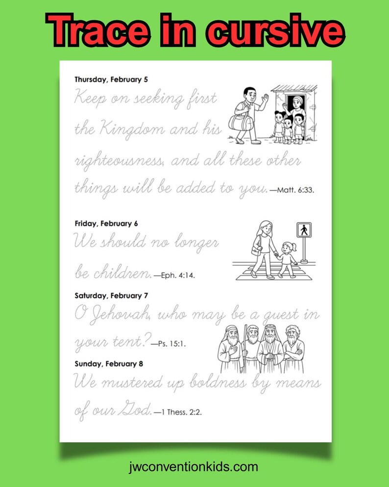 2026 Daily Text to Trace in Cursive PDF Printable JW Digital Download ...