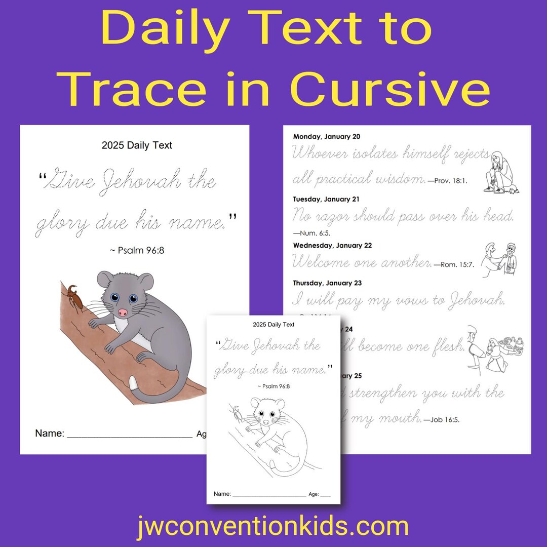 2025 Daily Text to Trace in Cursive PDF Printable Download - Etsy