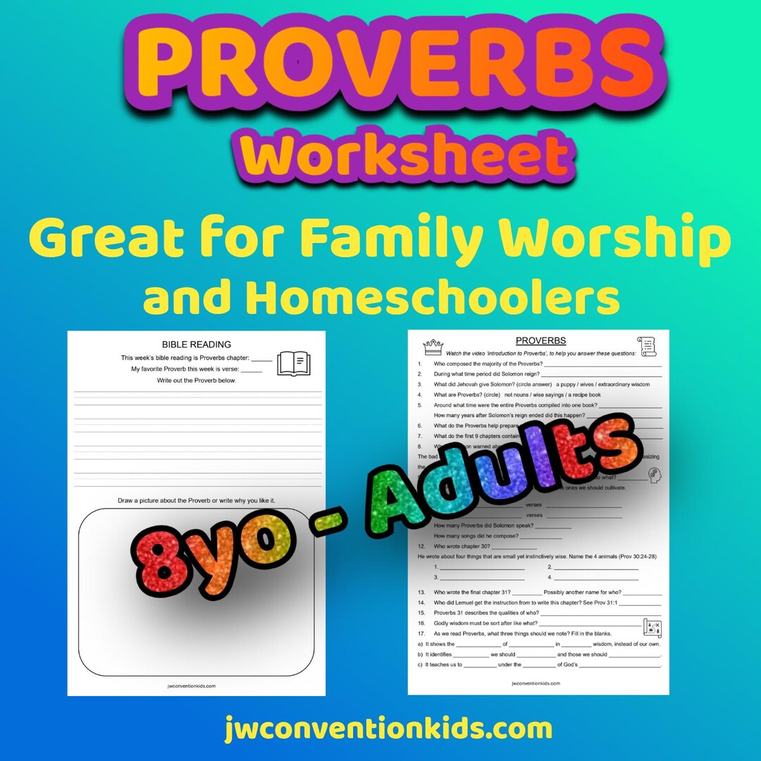 Proverbs Bible Reading Worksheet 2025 JW PDF English - Etsy