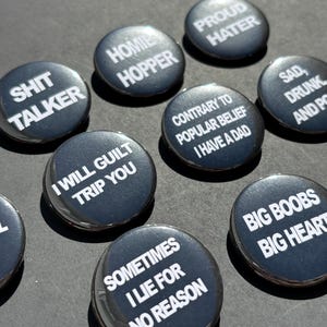 10 Pack of Funny Sayings Buttons - Etsy
