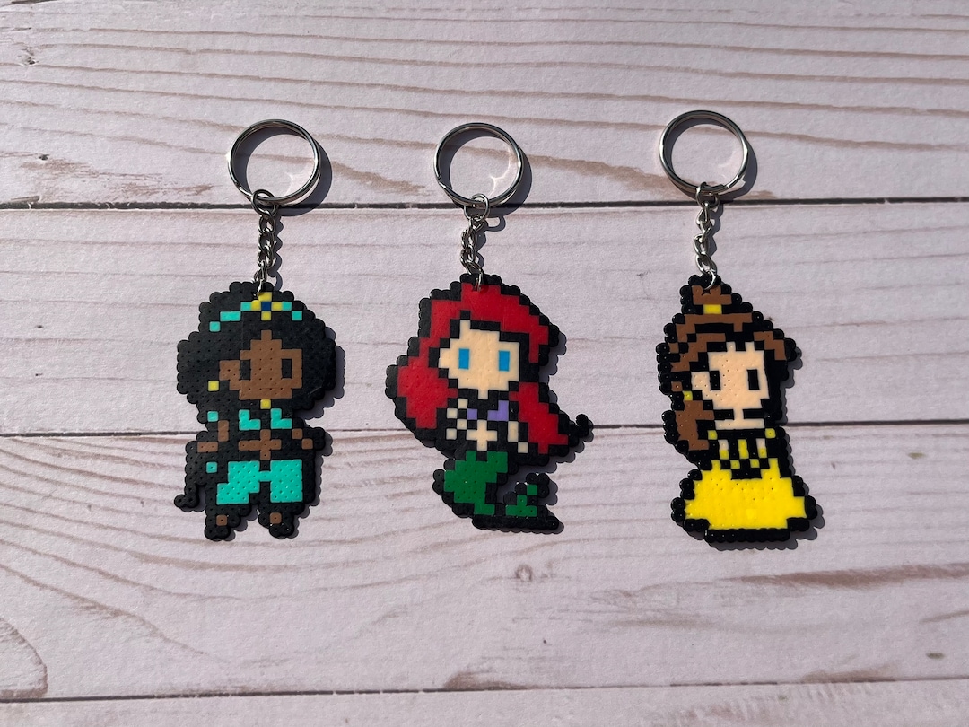 Disney Princess Perler Bead Keychain - Etsy