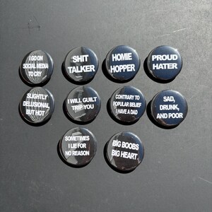 10 Pack of Funny Sayings Buttons - Etsy