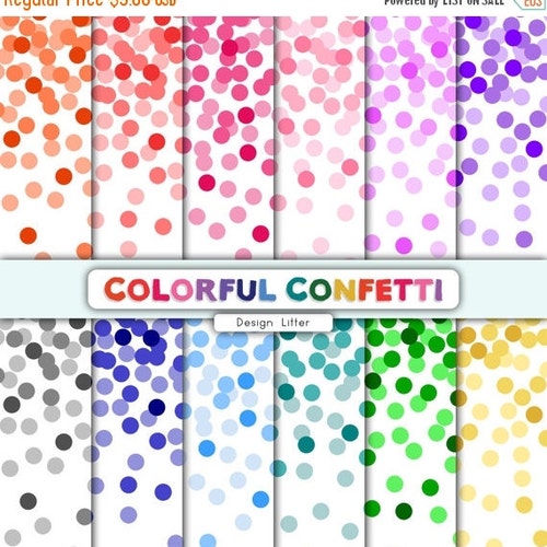 80% Until New Year Confetti Digital Paper Confetti Clipart | Etsy