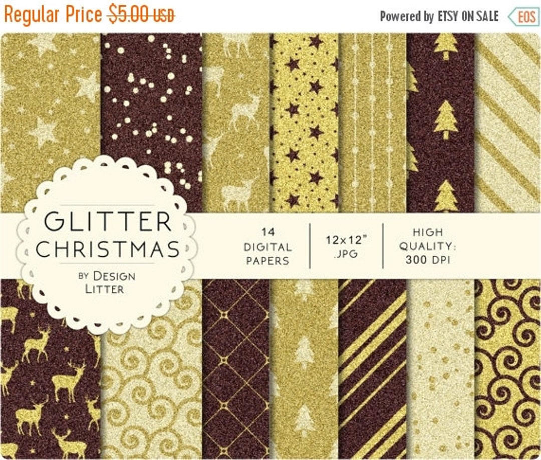 80% Until New Year - Christmas Glitter Digital Papers · Glitter and ...