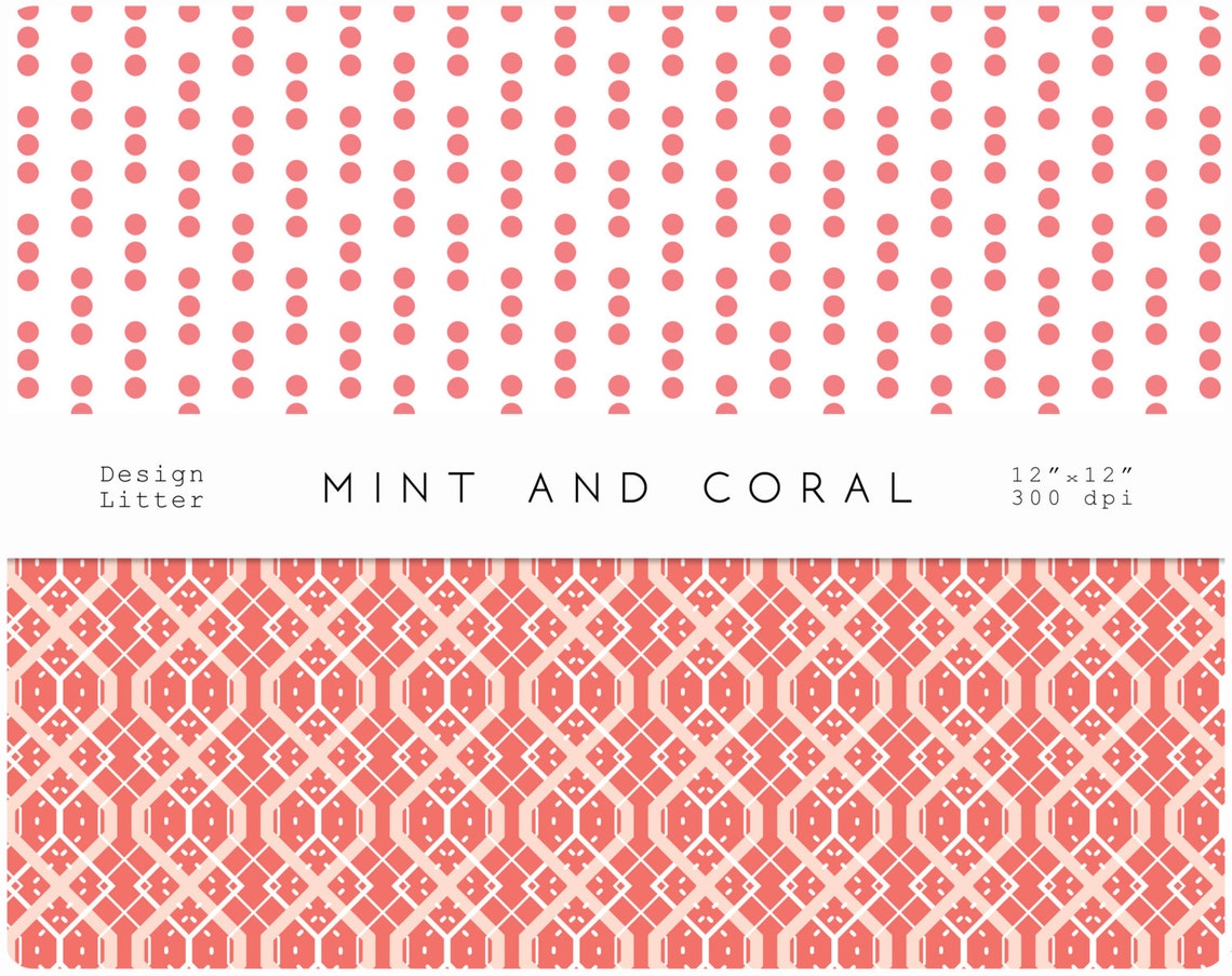 80% Until New Year Mint and Coral Digital Paper Mint Teal - Etsy