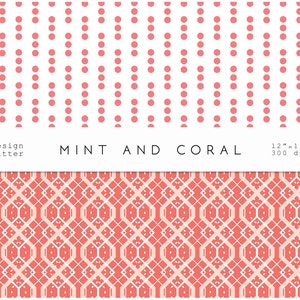 80% Until New Year - Mint and Coral Digital Paper · Mint Teal Peach for ...