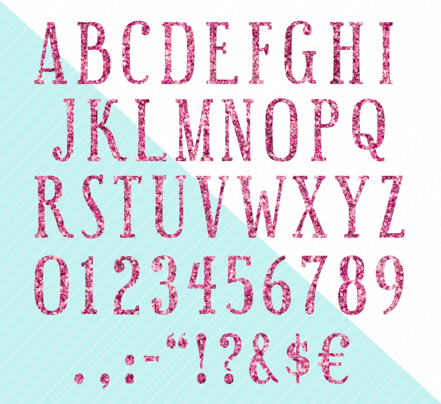 80% Until New Year - Pink Glitter Alphabet Clipart · Pink and Fuchsia ...