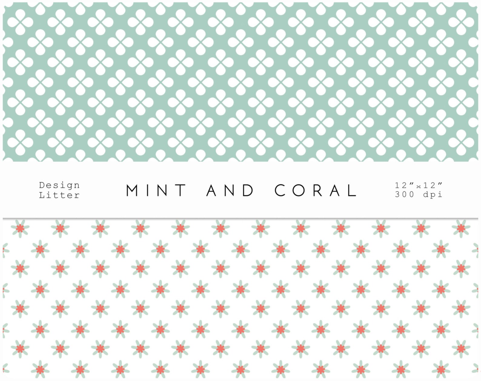 80% Until New Year Mint and Coral Digital Paper Mint Teal - Etsy