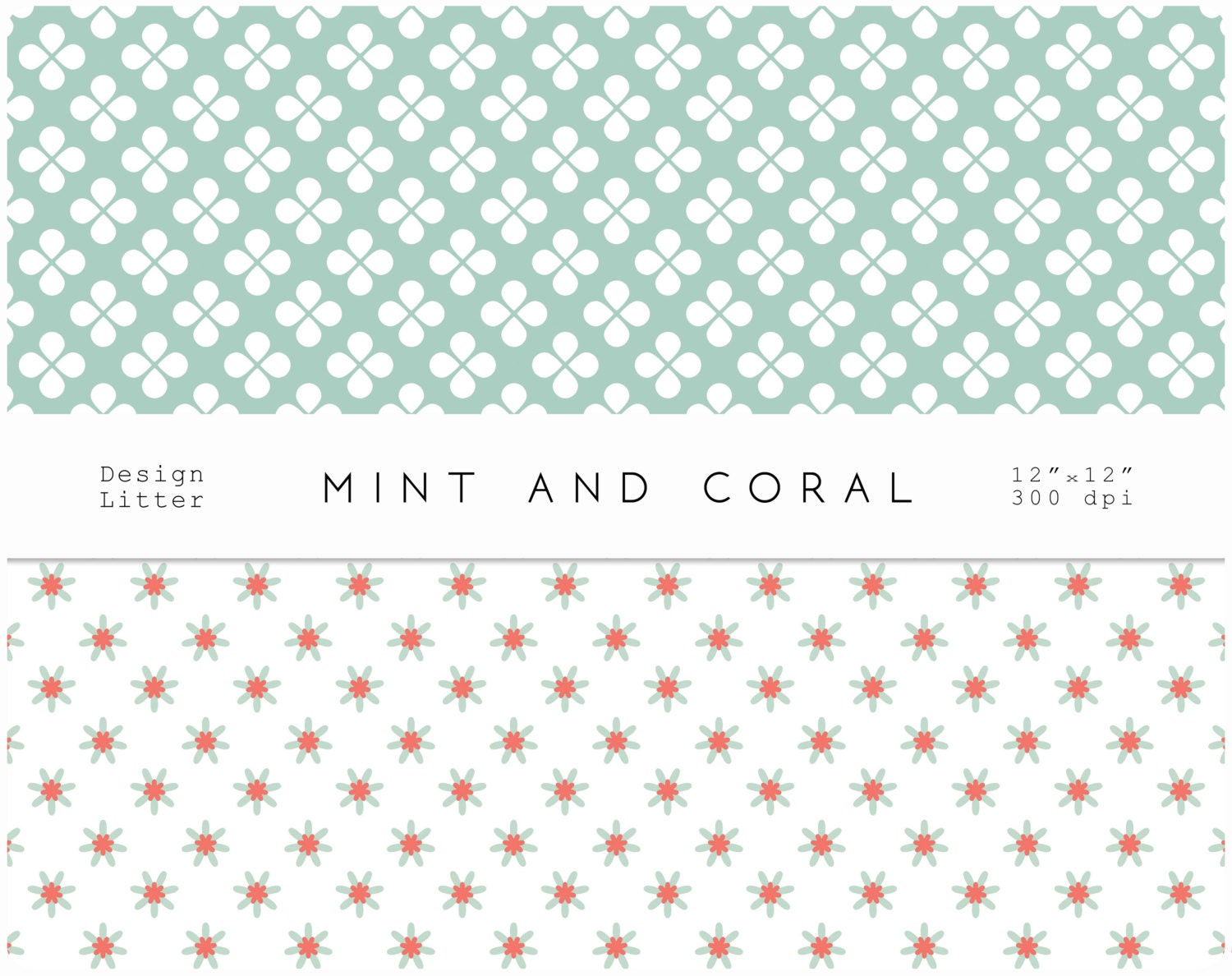 80% Until New Year Mint and Coral Digital Paper Mint Teal - Etsy